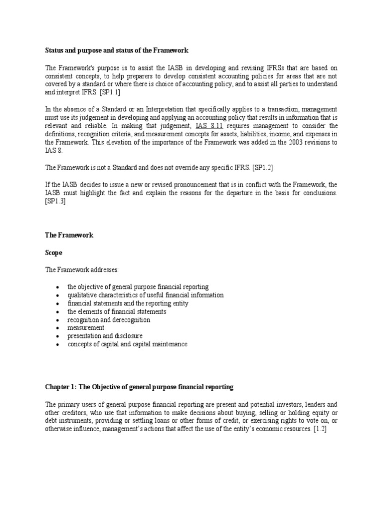 Conceptual Framework Chapter 1 The Framework | PDF | Financial ...