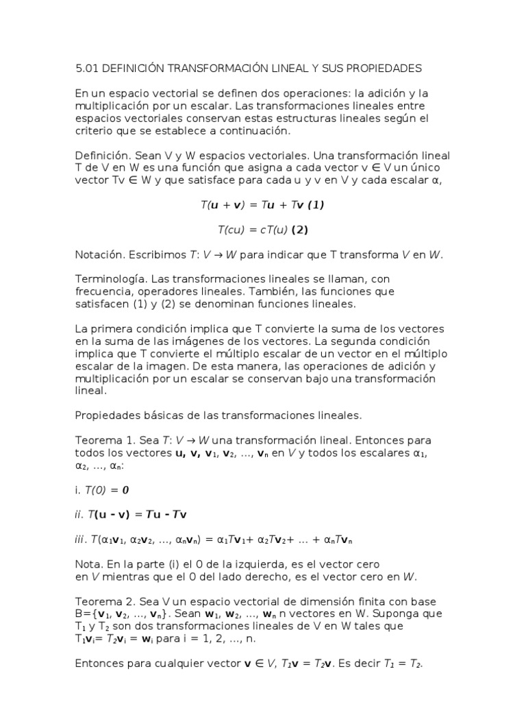 Transformación Lineal | PDF | Mapa lineal | Matriz (Matemáticas)