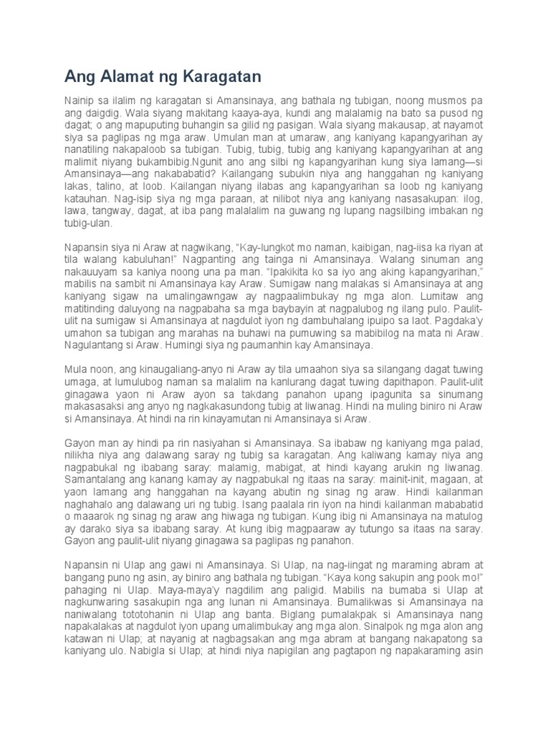 Ang Alamat Ng Karagatan Pdf