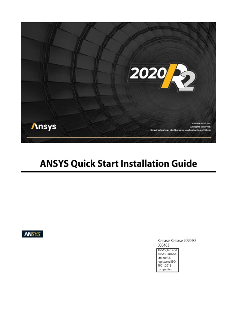 ANSYS Quick Start Installation Guide: Release Release 2020 R2 000403 ...