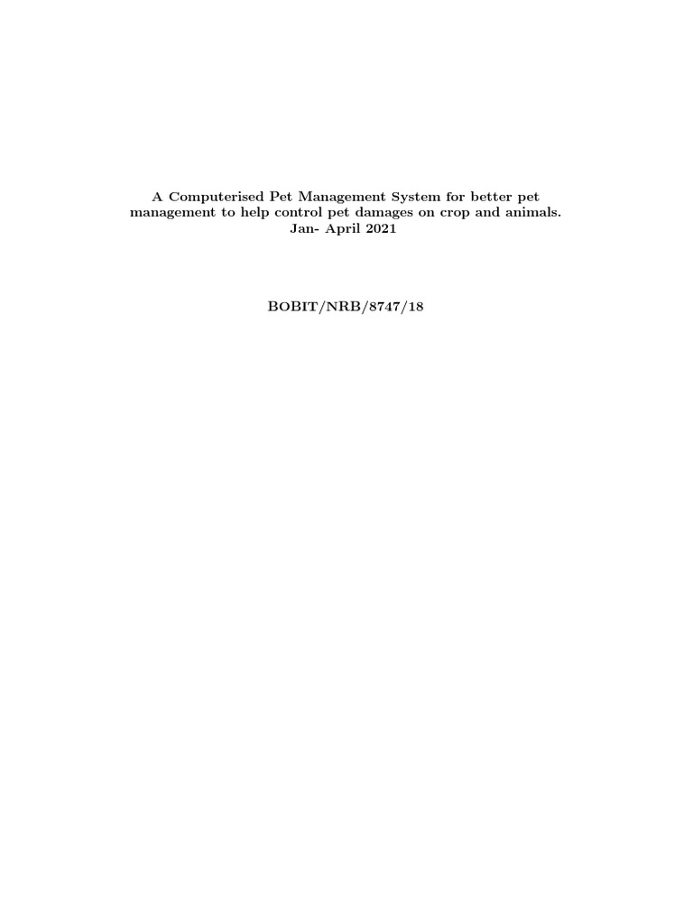 Pet Management System | PDF | Database Transaction | Pet