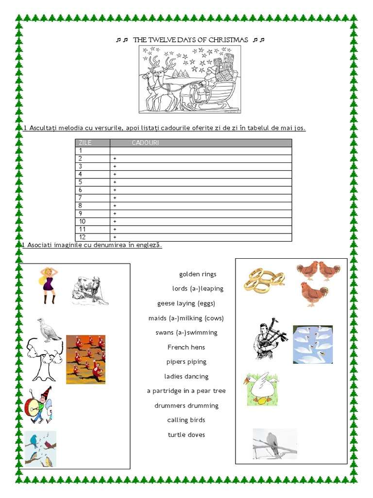 The Twelve Days of Christmas Worksheet | PDF | Paravians | Christmas