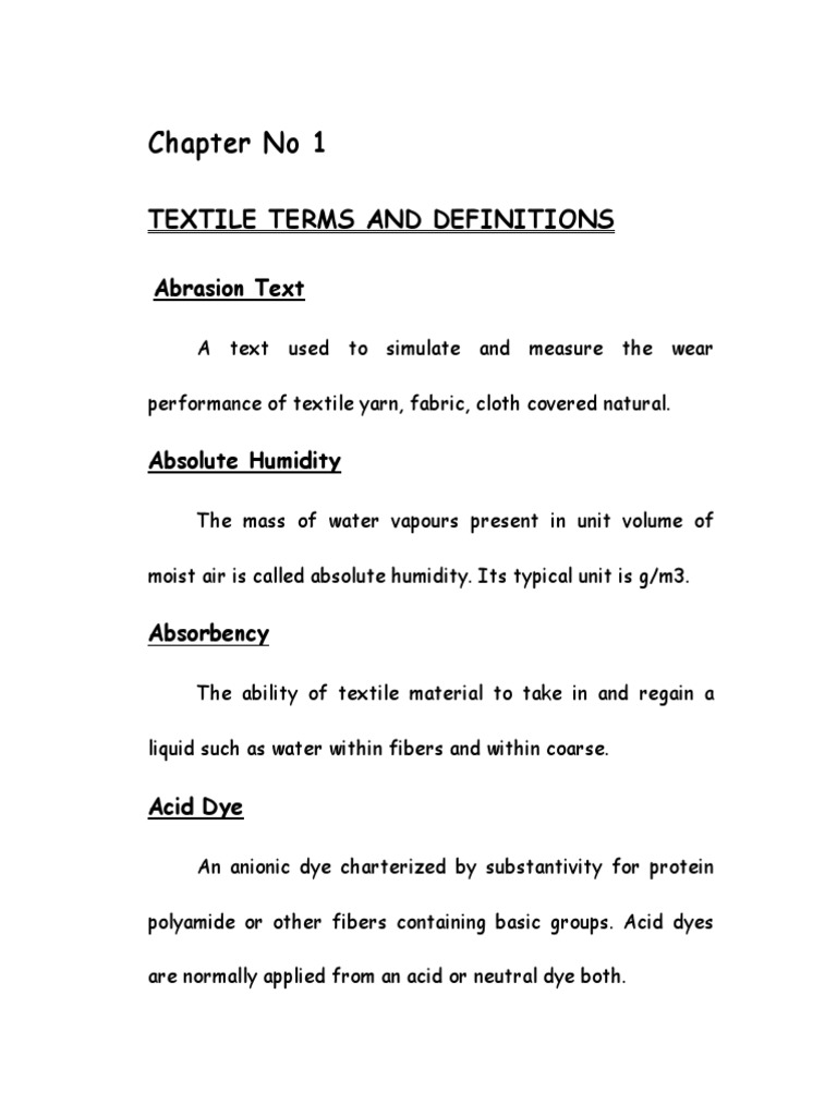 Textile Terms and Definitions Guide | PDF | Textiles | Yarn