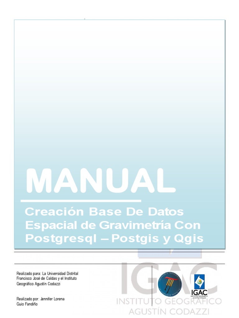 Manual Creacion Base De Datos Con Postgresql Postgis Pdf Sql Archivo De Computadora