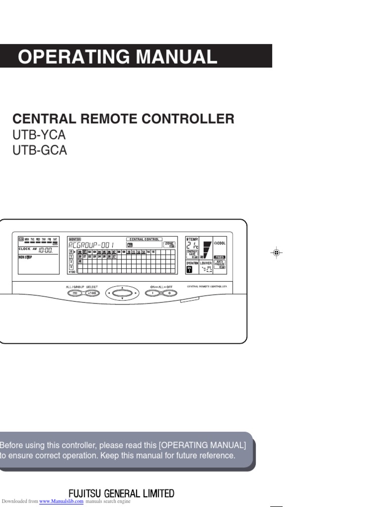 Operating Manual: Central Remote Controller | PDF | Heat Pump | Timer