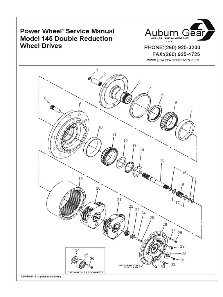 Auburn Gear: Power Wheel Service Manual Model 145 Double Reduction ...