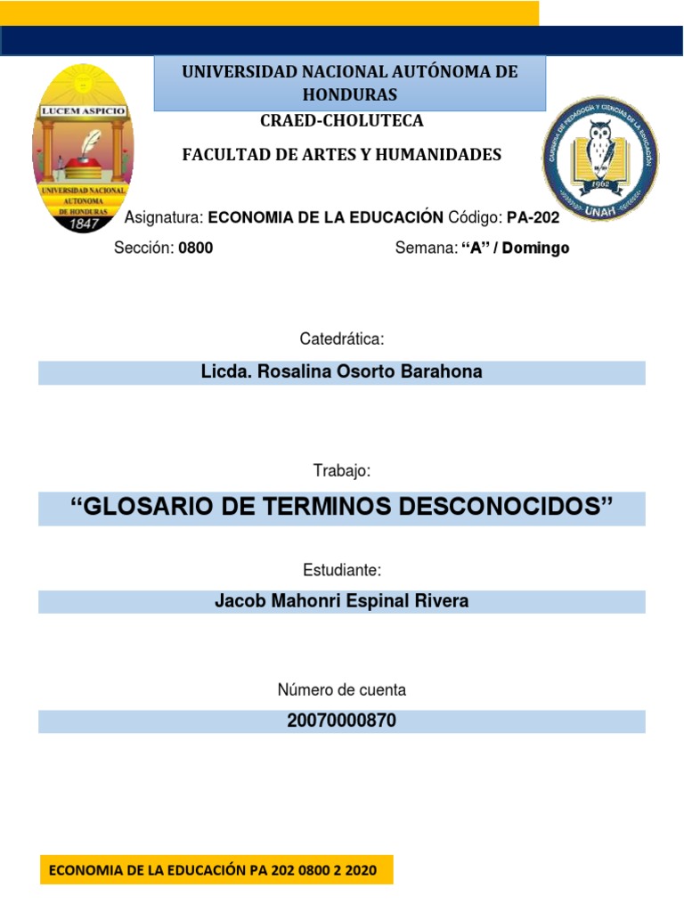 Glosario Jacob Espinal 20070000870 | PDF | Bienes | Macroeconómica