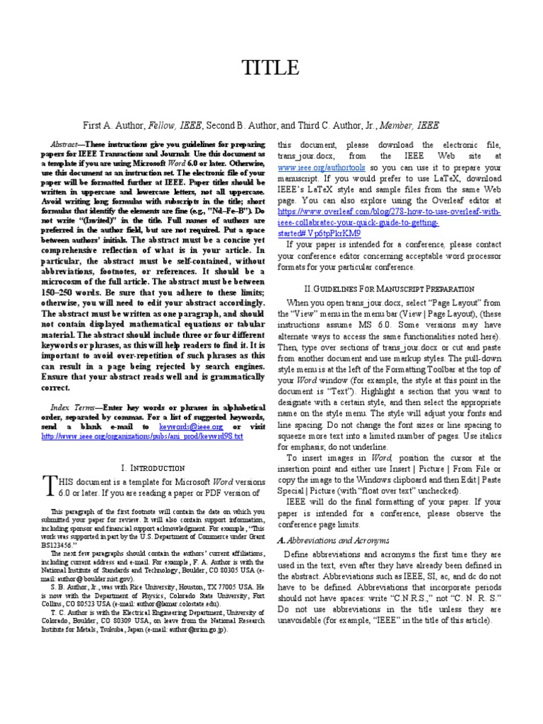 Title: First A. Author, Fellow, IEEE, Second B. Author, and Third C ...