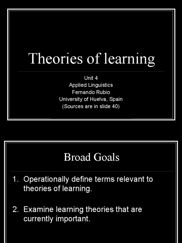 Overview of Learning Theories | PDF | Learning | Behaviorism