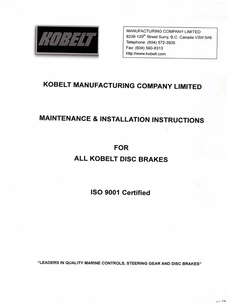 Kobelt Manufacturing Company Limited | PDF