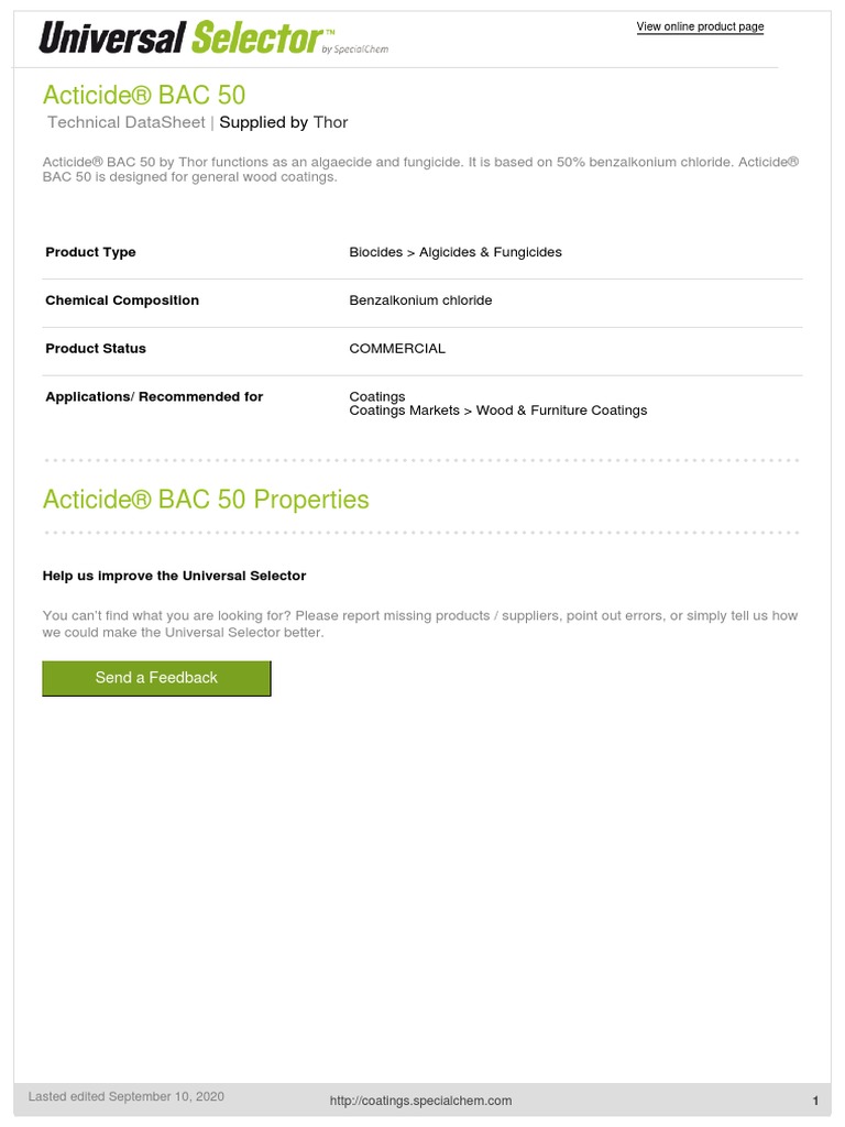 Acticide® BAC 50 - Thor | PDF | Technology & Engineering
