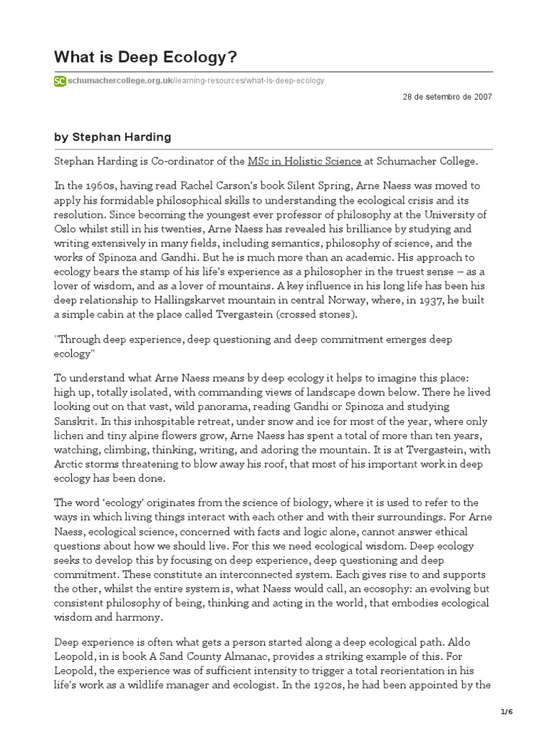 What Is Deep Ecology | PDF | Ecology | Hypothesis