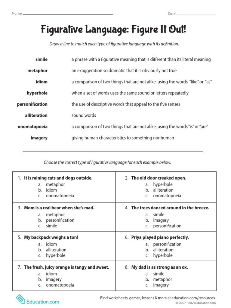Figurative Language Figure It Out | PDF | Metaphor | Rhetorical Techniques