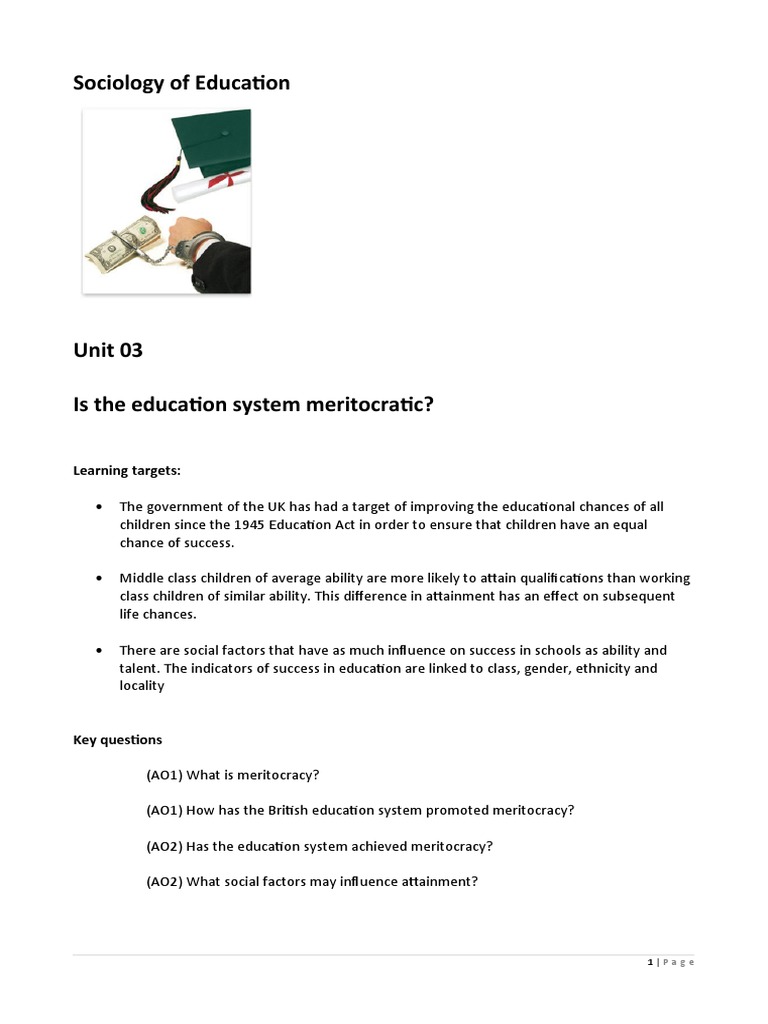 03 Is The Education System Meritocratic | PDF | Meritocracy | Gender ...