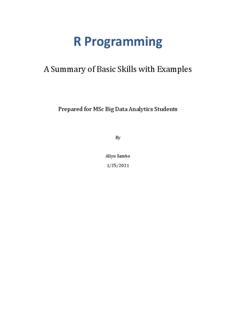 R Programming Checklist of Basic Skills With Examples | PDF | Matrix (Mathematics) | Array Data ...