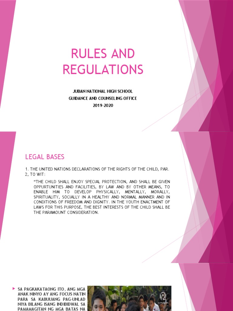Rules and Regulations: Juban National High School Guidance and ...