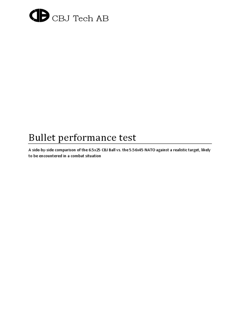 6.5x25 CBJ vs. 5.56 NATO Performance Test | PDF | History