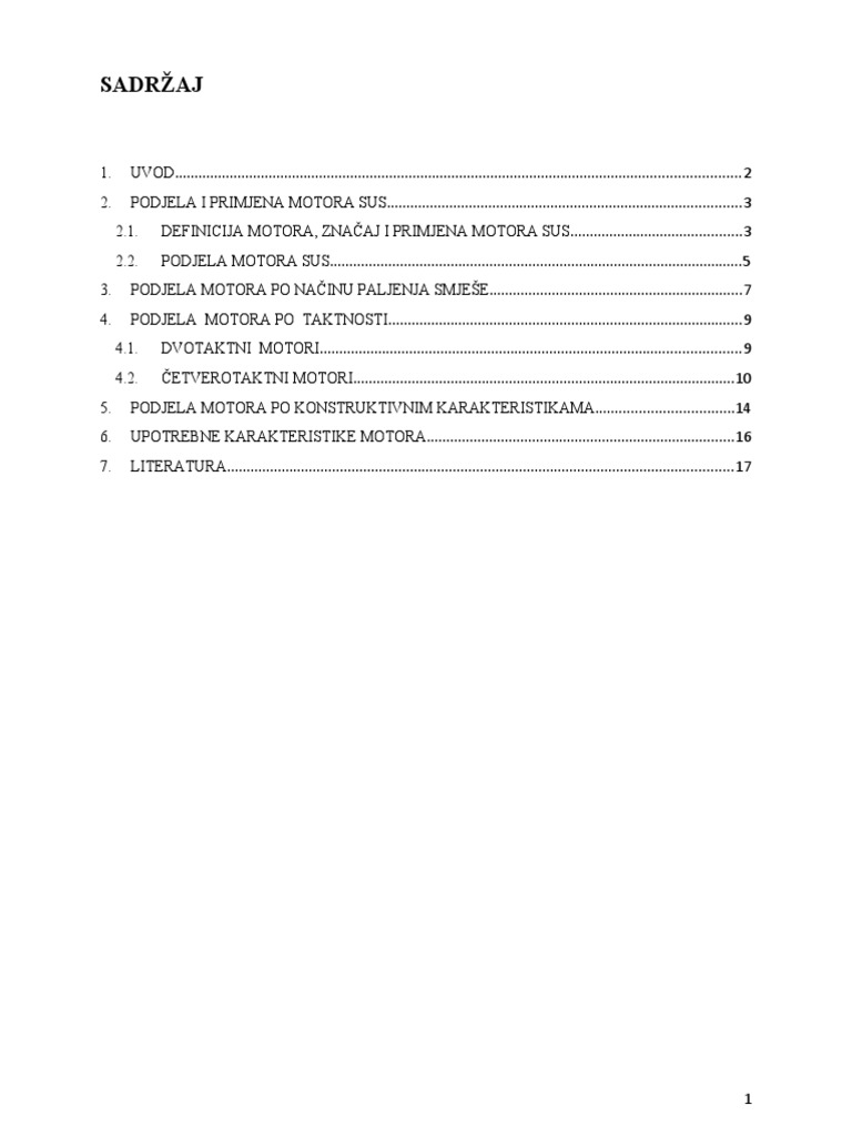 Podjela I Primjena Motora Sus | PDF