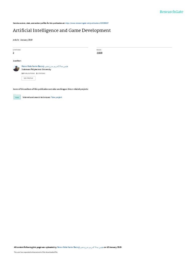 AI and GameDevelopment | PDF | Artificial Intelligence | Intelligence (AI) & Semantics
