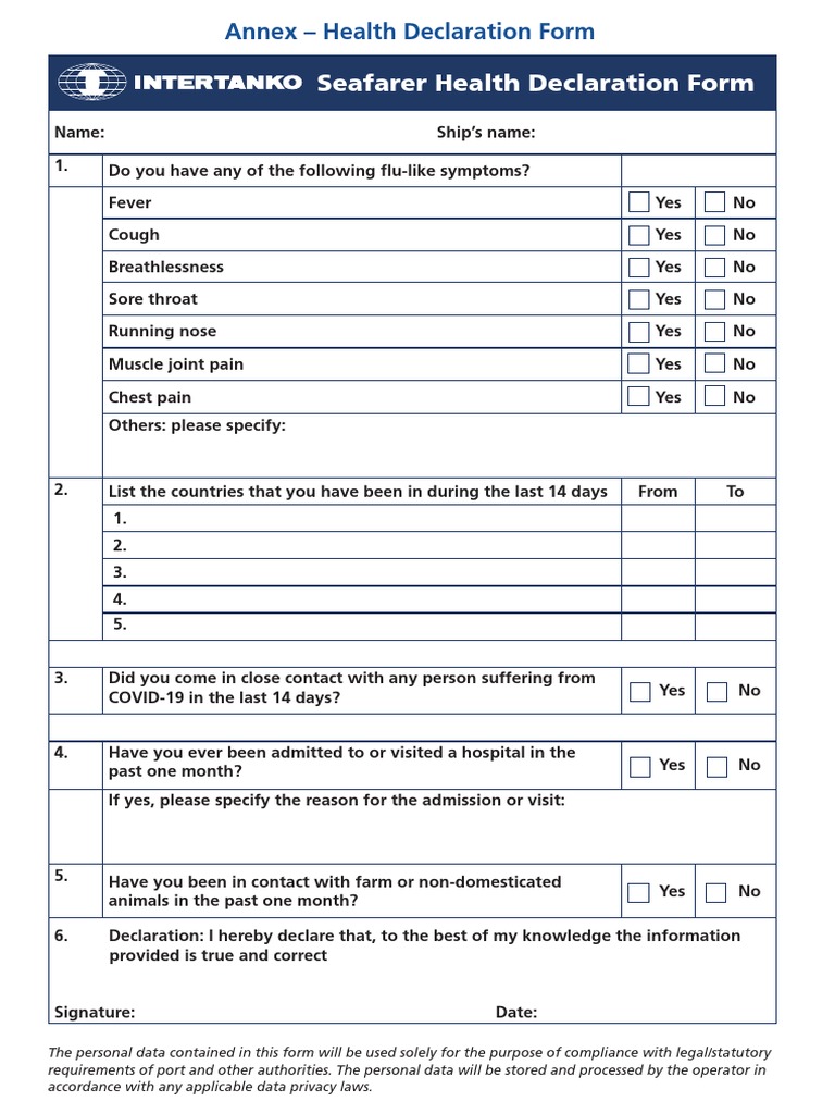 5.intertanko Health Declaration | PDF