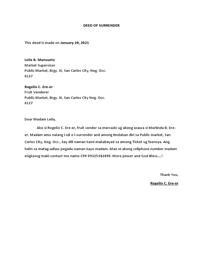 Deed of Surrender | PDF