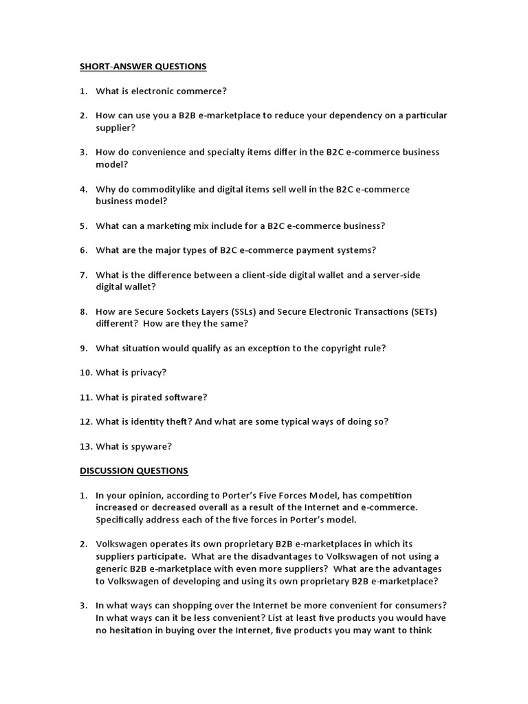 Week 5 Tutorial Questions | PDF | E Commerce | Market (Economics) Week 5 Tutorial Questions | PDF | E Commerce | Market (Economics)