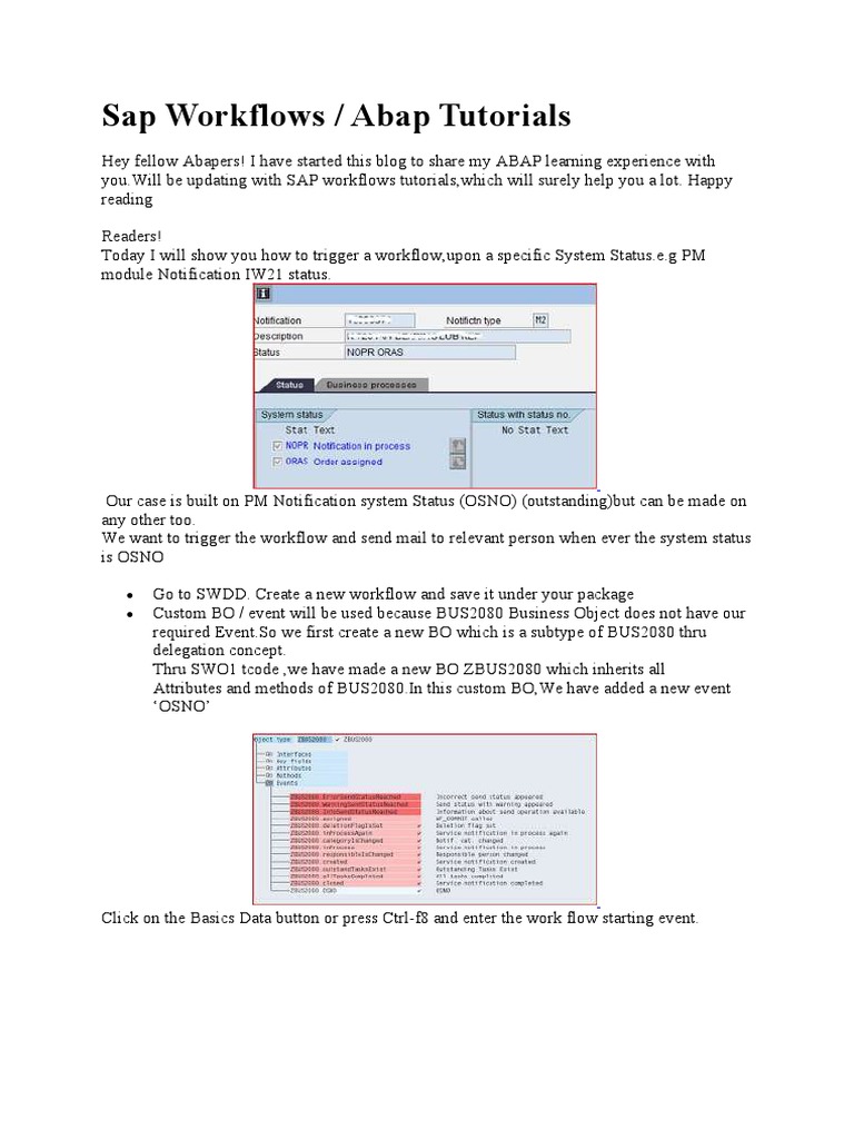 Sap Workflows / Abap Tutorials | PDF