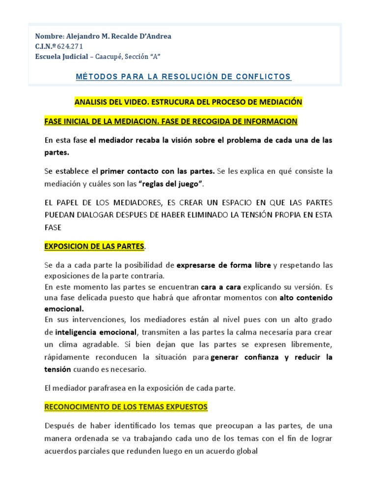 Alejandro Recalde - Trabajo Numero Tres | PDF | Mediación
