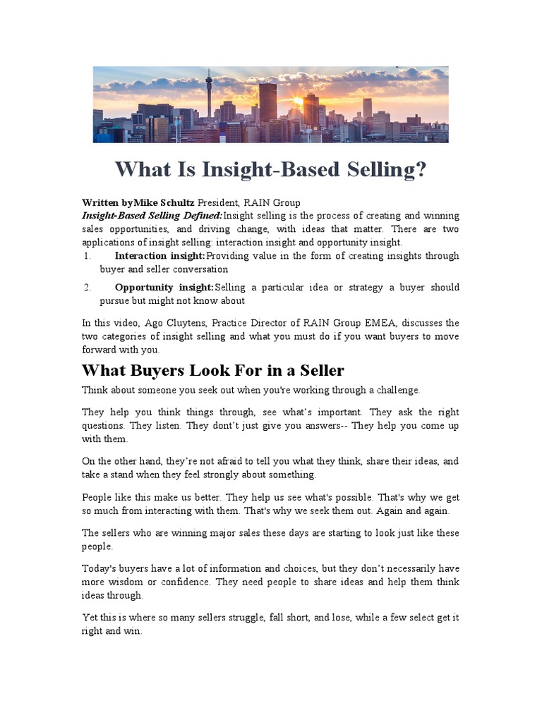 What Is Insight - Based Selling ? | PDF | Sales | Marketing