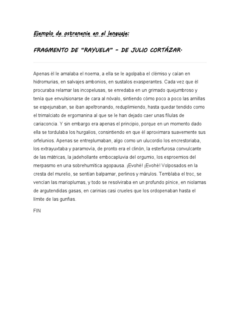 Ejemplo de Ostranenie en El Lenguaje | PDF