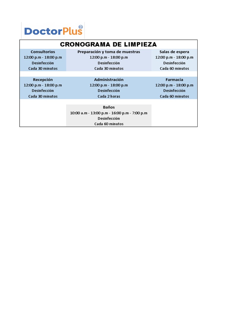 Cronograma de Limpieza | PDF