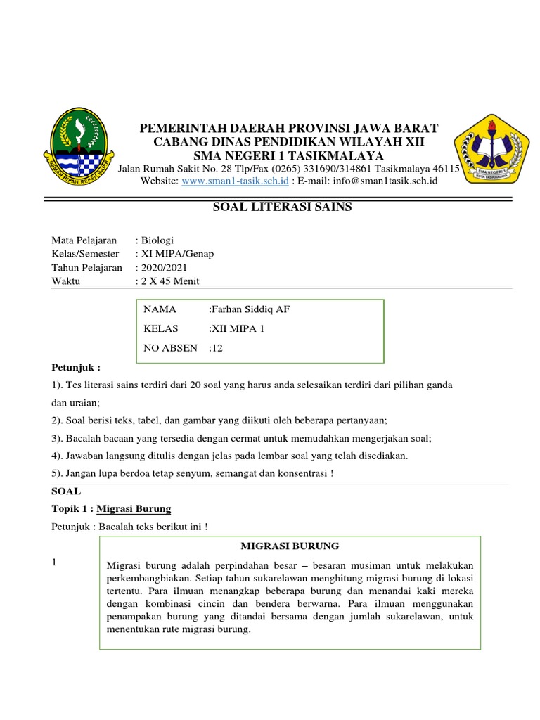 Soal Literasi Sains | PDF