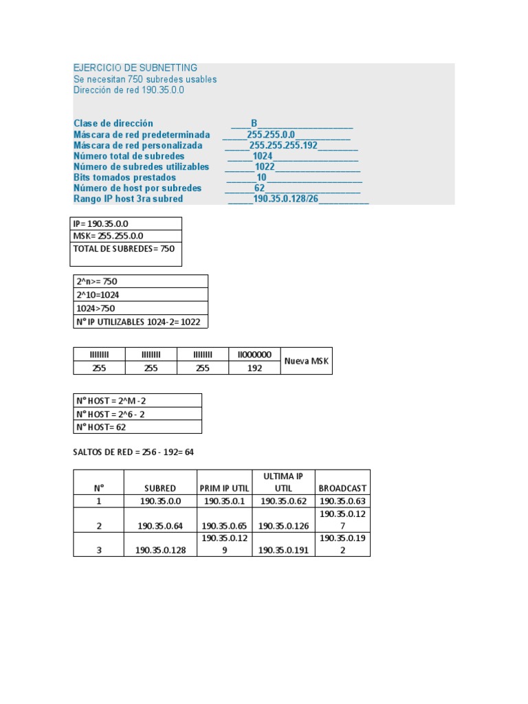 Ejercicio de Subnetting Xamen | PDF | Hogar, jardinería y bricolaje | Informática