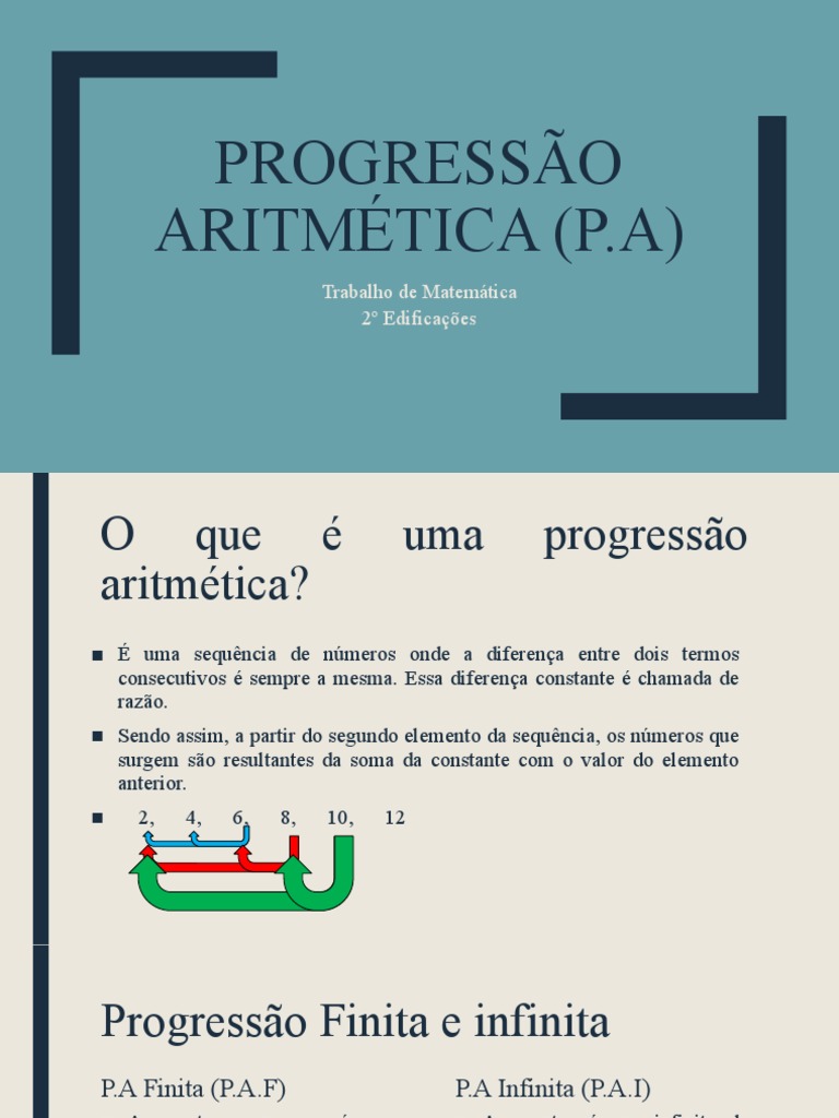 Progressão Aritmética P.A | PDF | Sequência | Matemática elementar