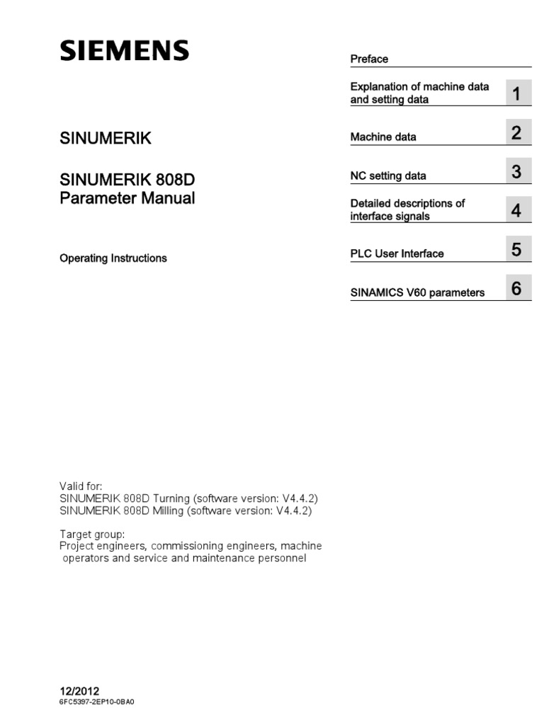 SINUMERIK 808D Parameter Manual 201212 Eng | PDF | Parameter (Computer ...
