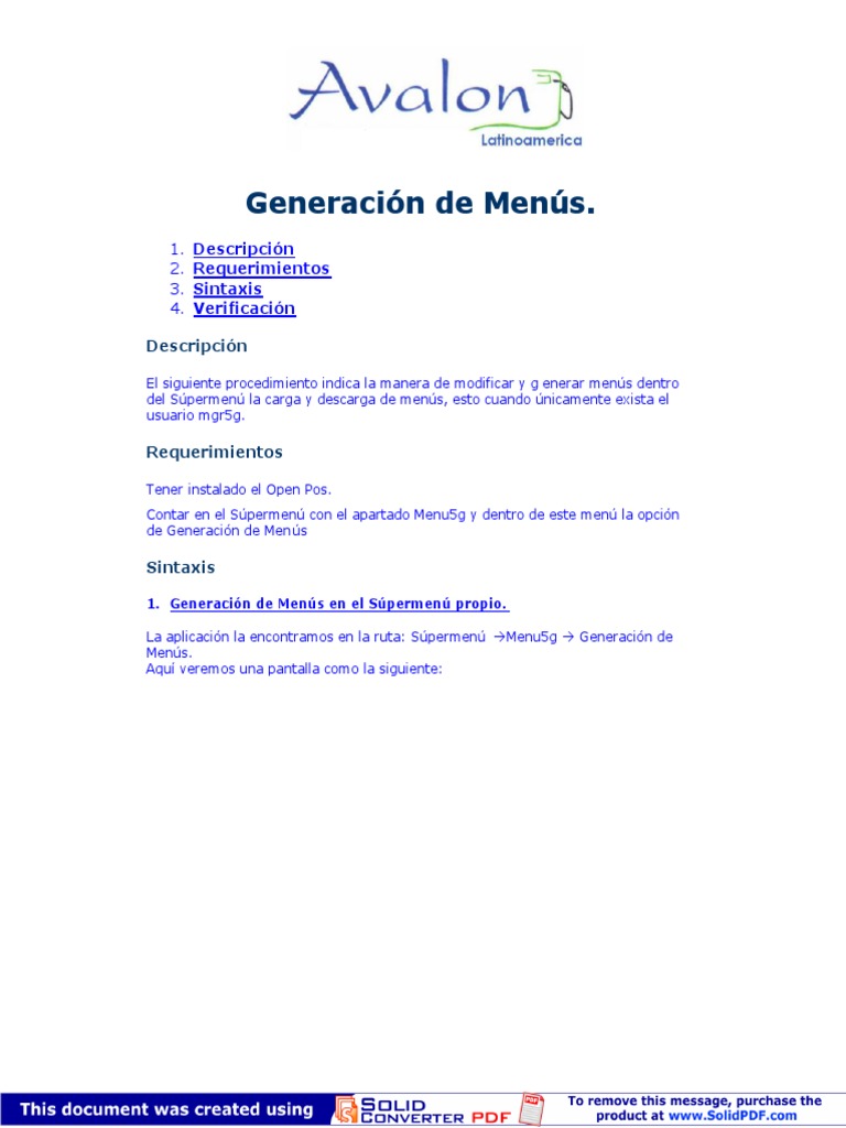Generación y Gestión de Menús en Open Pos | PDF | Menú (Computación ...