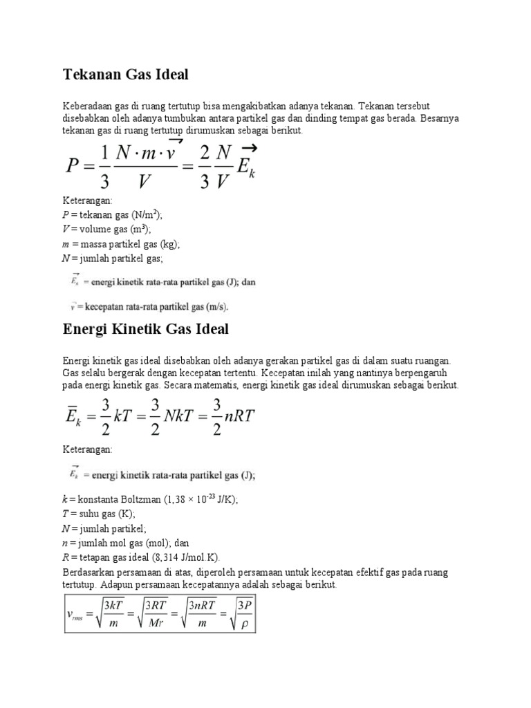 Rumus Tekanan dan Volume Gas Ideal | PDF | Sains & Matematika