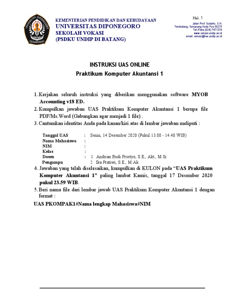 Soal Uas Praktikum Komputer Akuntansi 1 | PDF