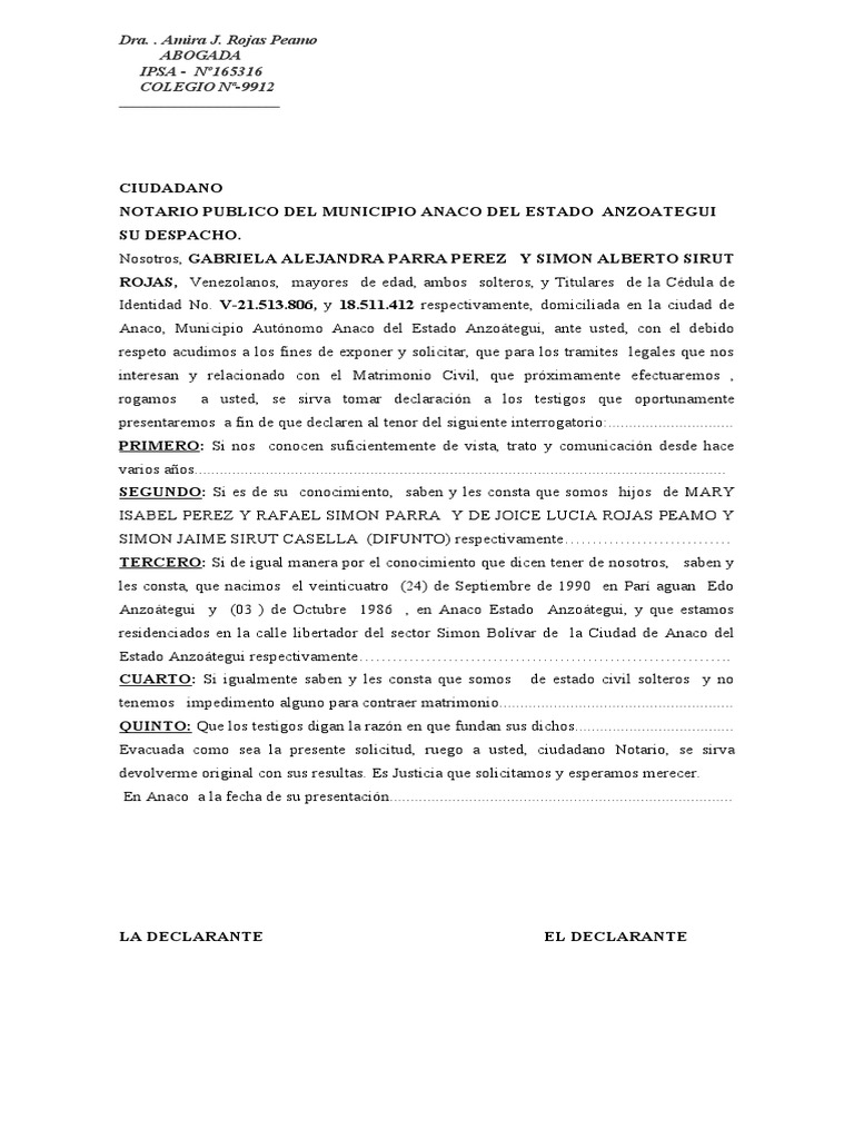 Carta de Solteria | PDF