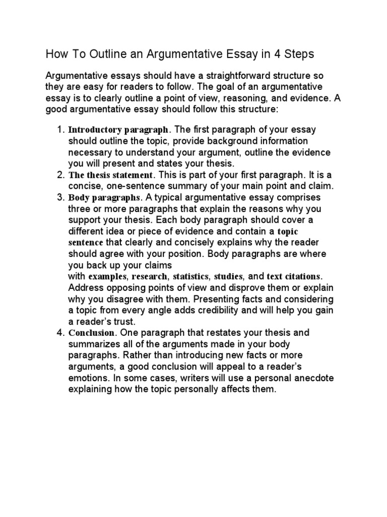 How To Outline An Argumentative Essay in 4 Steps | PDF