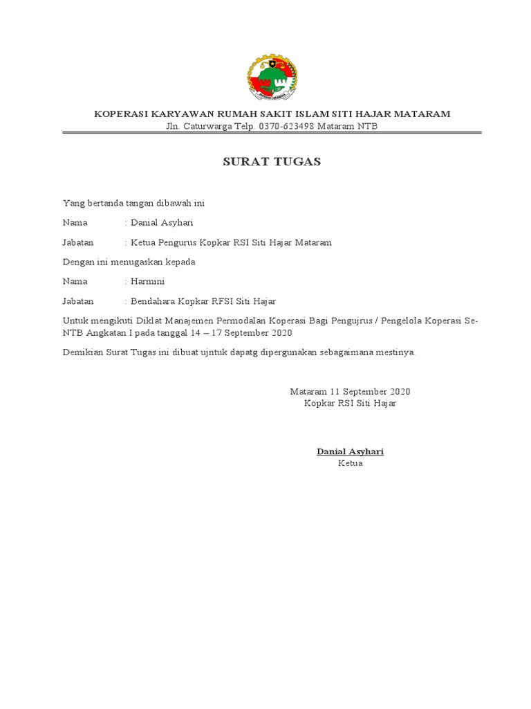 Surat Tugas Koperasi | PDF