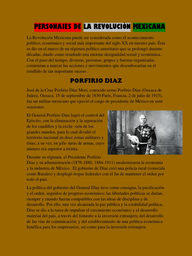 Personajes de La Revolución Mexicana | PDF | revolución mejicana ...
