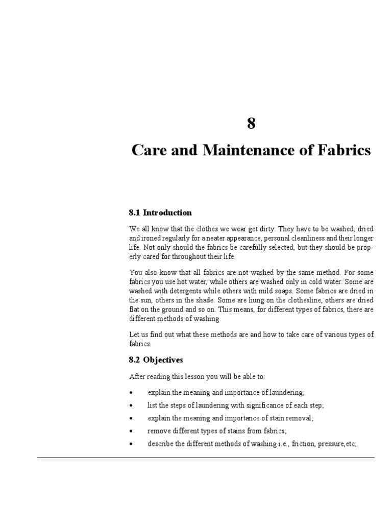 Fabric Care and Maintenance Guide | PDF | Laundry | Textiles