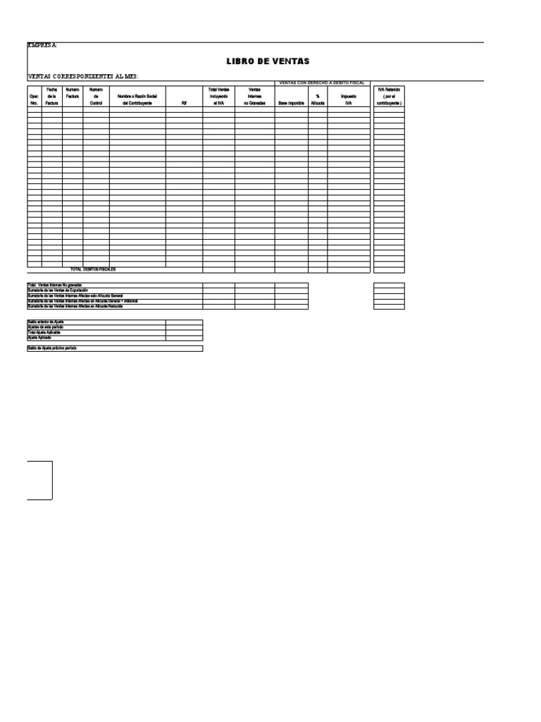 Formato de Libro Compra - Venta Iva 1 | PDF | Impuesto al valor ...