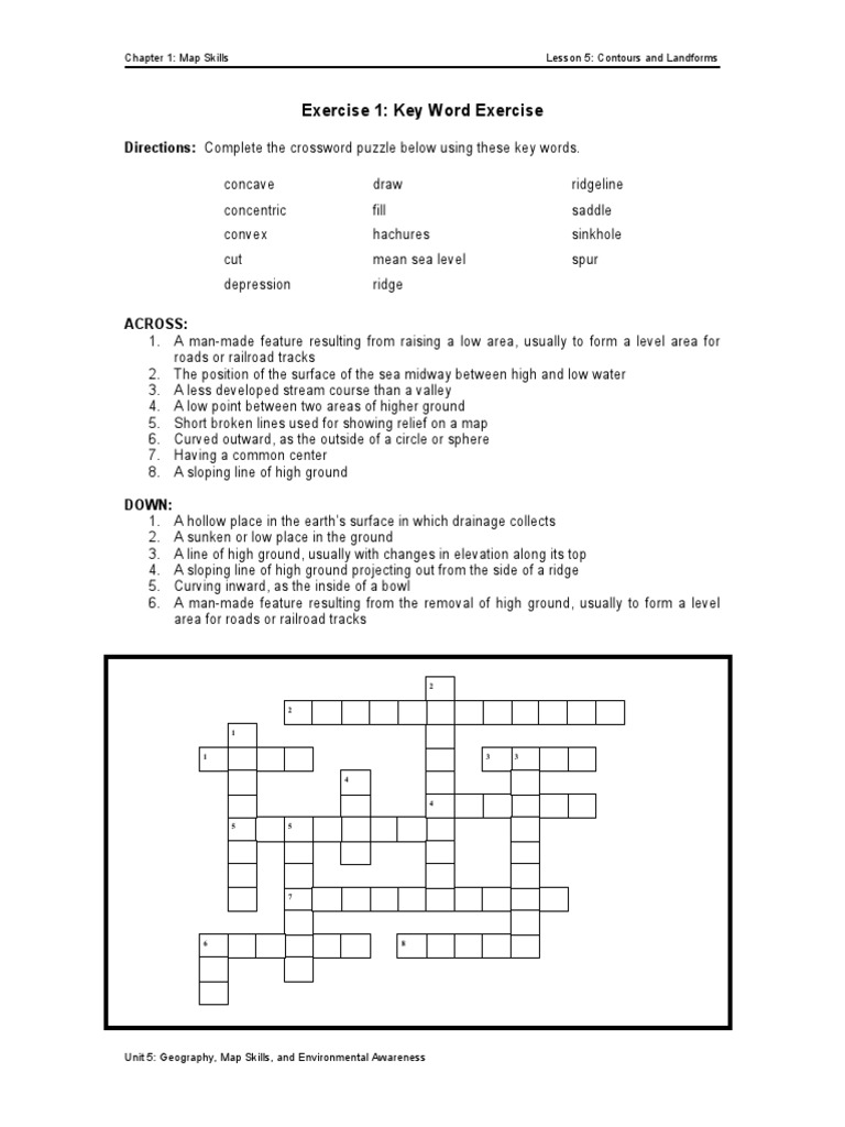 Contour and Landforms Exercise 1 | PDF