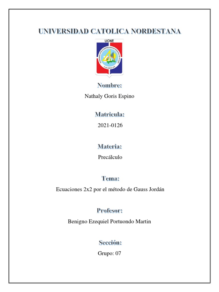 Ecuacion 2x2 Gauss Jordan | PDF