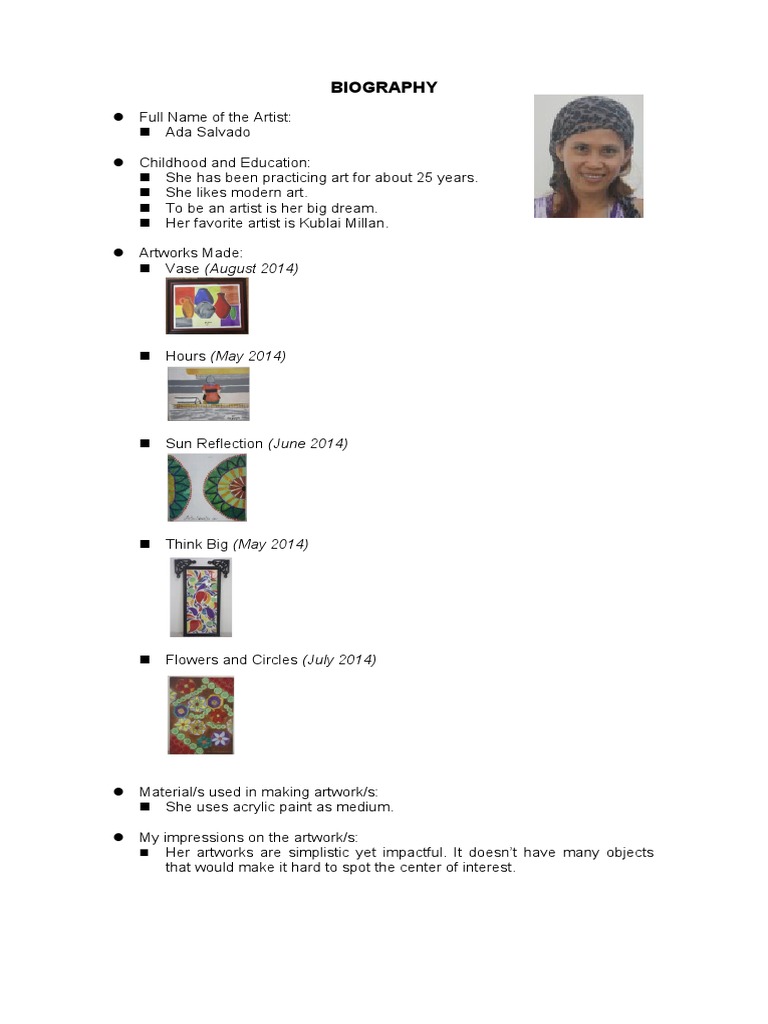 BIOGRAPHY of Ada Salvado | PDF