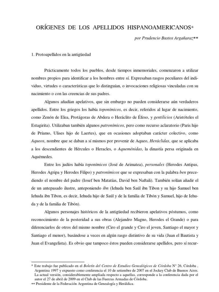 Orígenes de Apellidos Hispanoamericanos | PDF | Apellido