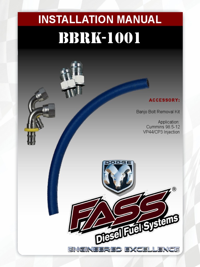 BBRK-1001 Fuel Filter To VP44 Big Line Kit Installation | PDF