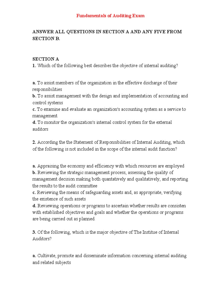 Preparing for the Fundamentals of Auditing Exam | PDF | Financial Audit ...
